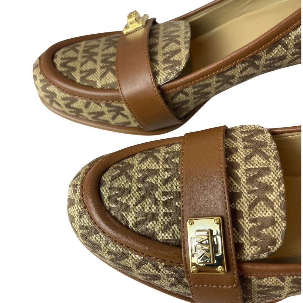 Michael Kors | Shoes | Michael Kors 95m Brown Monogram Block Heel ...